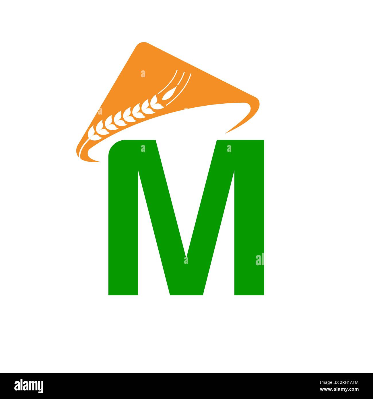 Letter M Agriculture Logo On Concept With Farmer Hat Icon. Farming ...