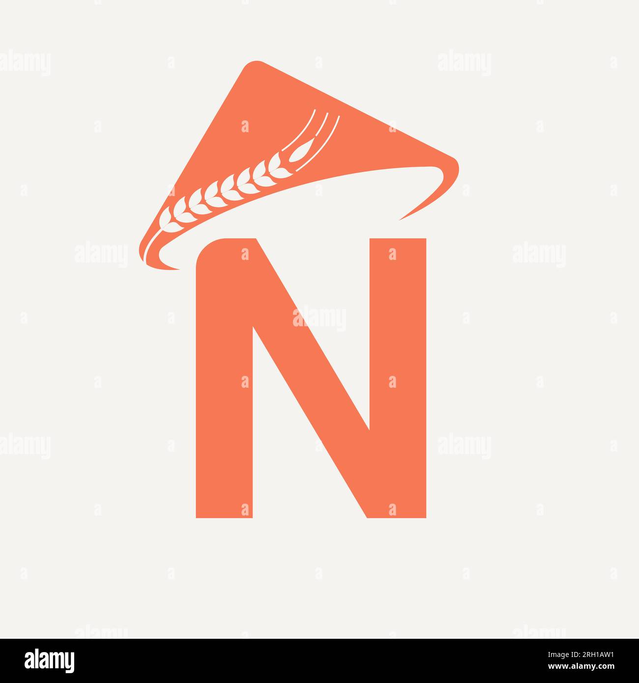 Letter N Agriculture Logo On Concept With Farmer Hat Icon. Farming ...