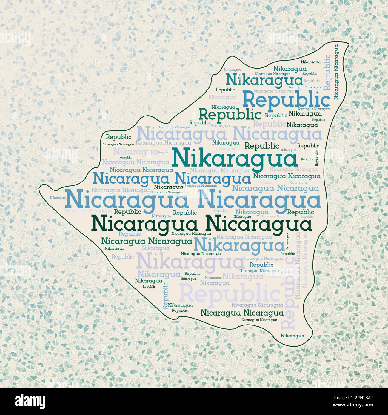 Nicaragua shape with country names word cloud in multiple languages ...