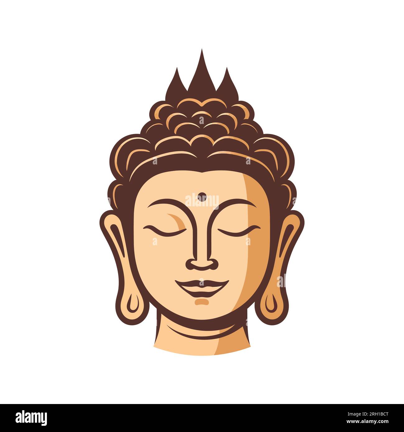 face of buddha in color, flat style on white background. Vector ...