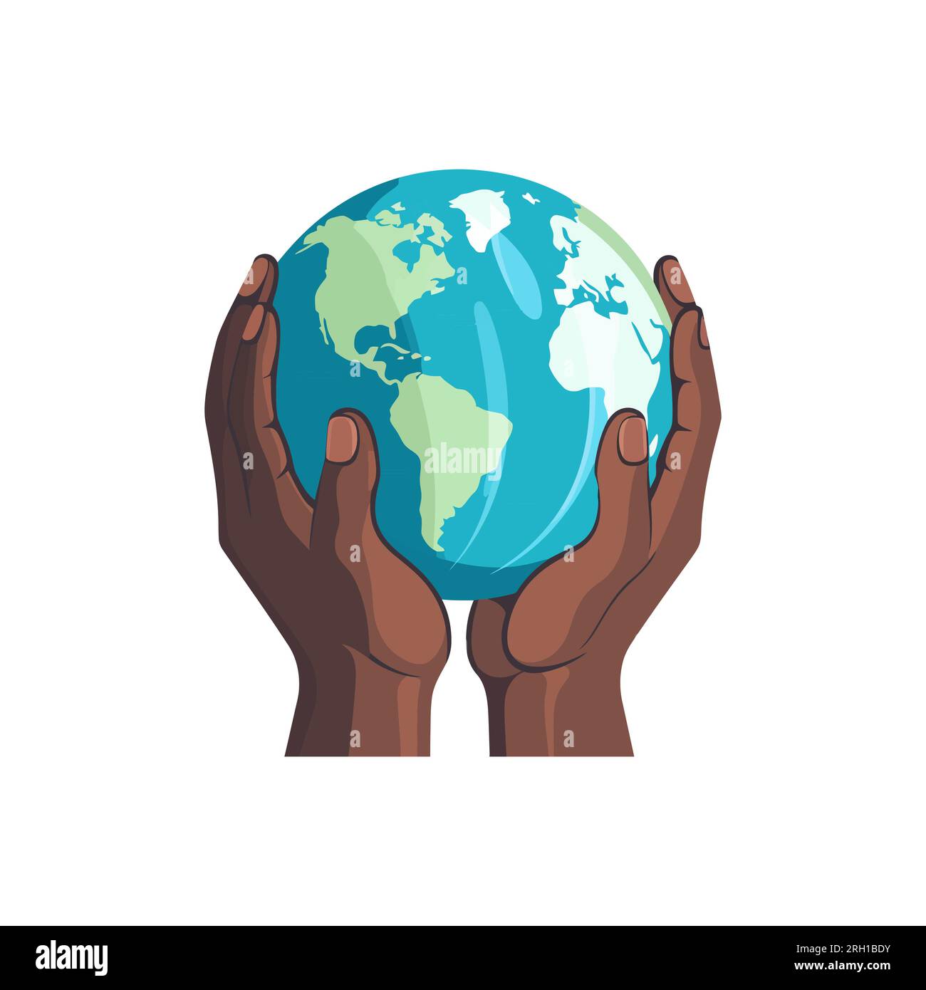 hand holding earth in flat style isolated on white background. Vector ...