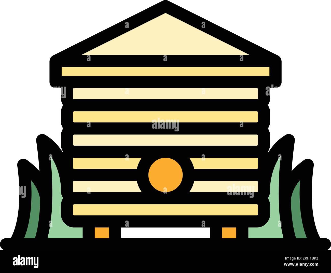 Bee hive container icon outline vector. Flower comb. Pollen food color ...