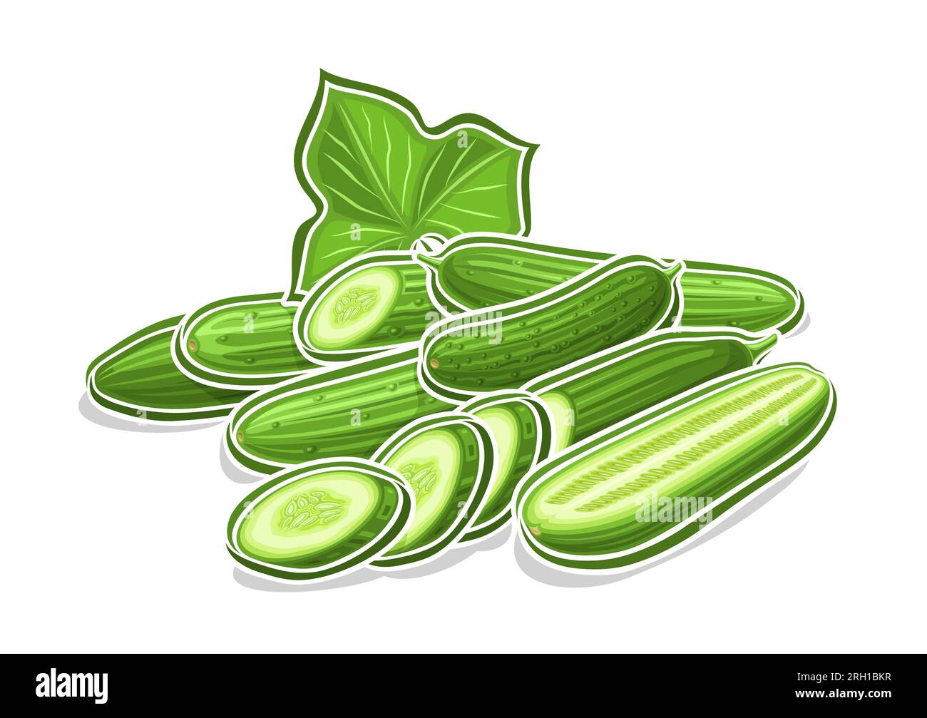 Vector logo for Cucumbers, decorative horizontal poster with outline ...