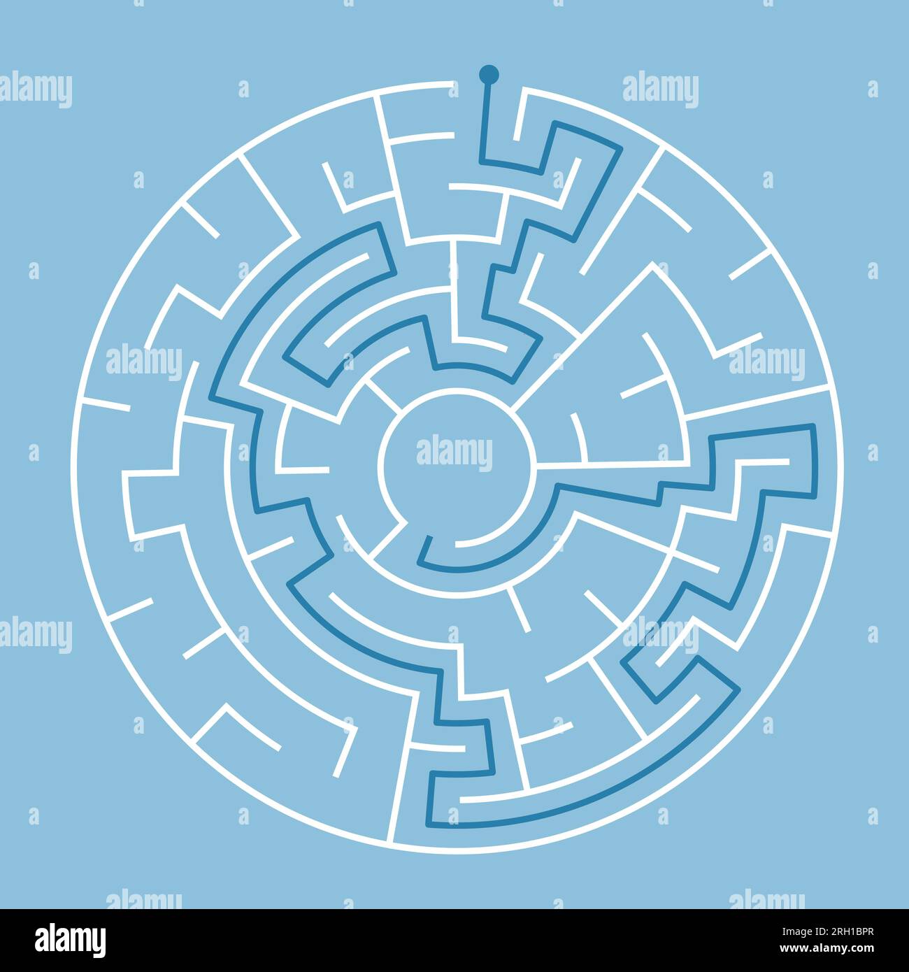 Vector circle maze isolated on blue background. Education logic game ...
