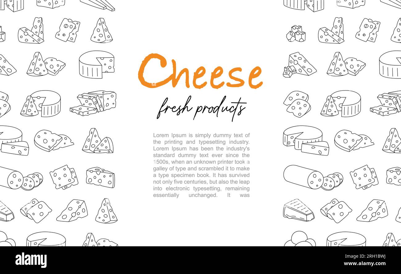 Cheeses shop banner. Pieces of cheese with internal holes. Cheeses menu ...