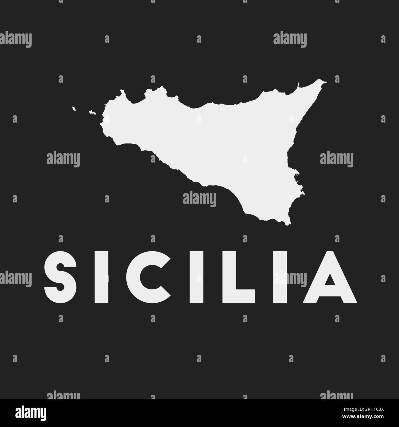 Sicilia icon. Island map on dark background. Stylish Sicilia map with ...