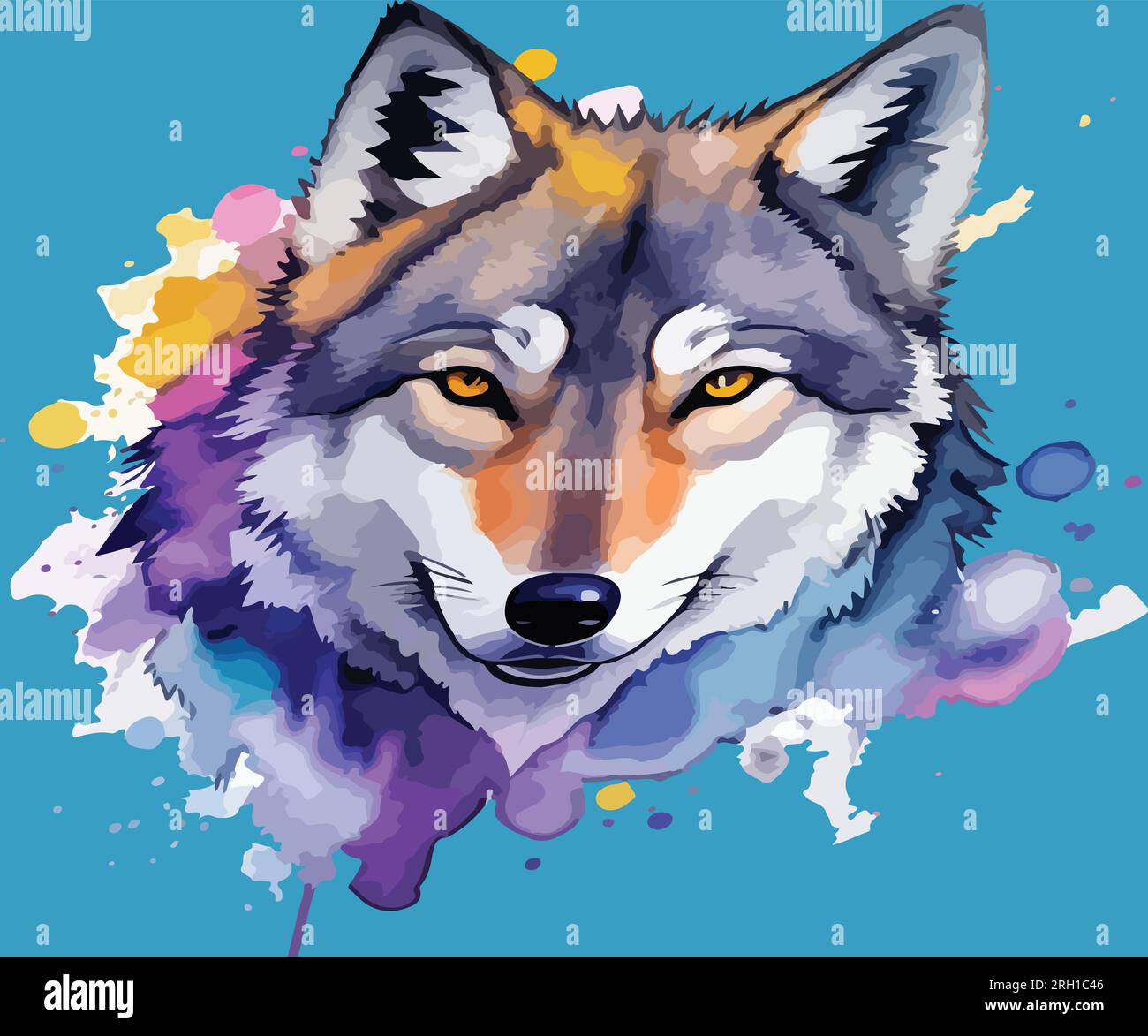 A colorful Fox face sketch vector on a colorful background Stock Vector ...