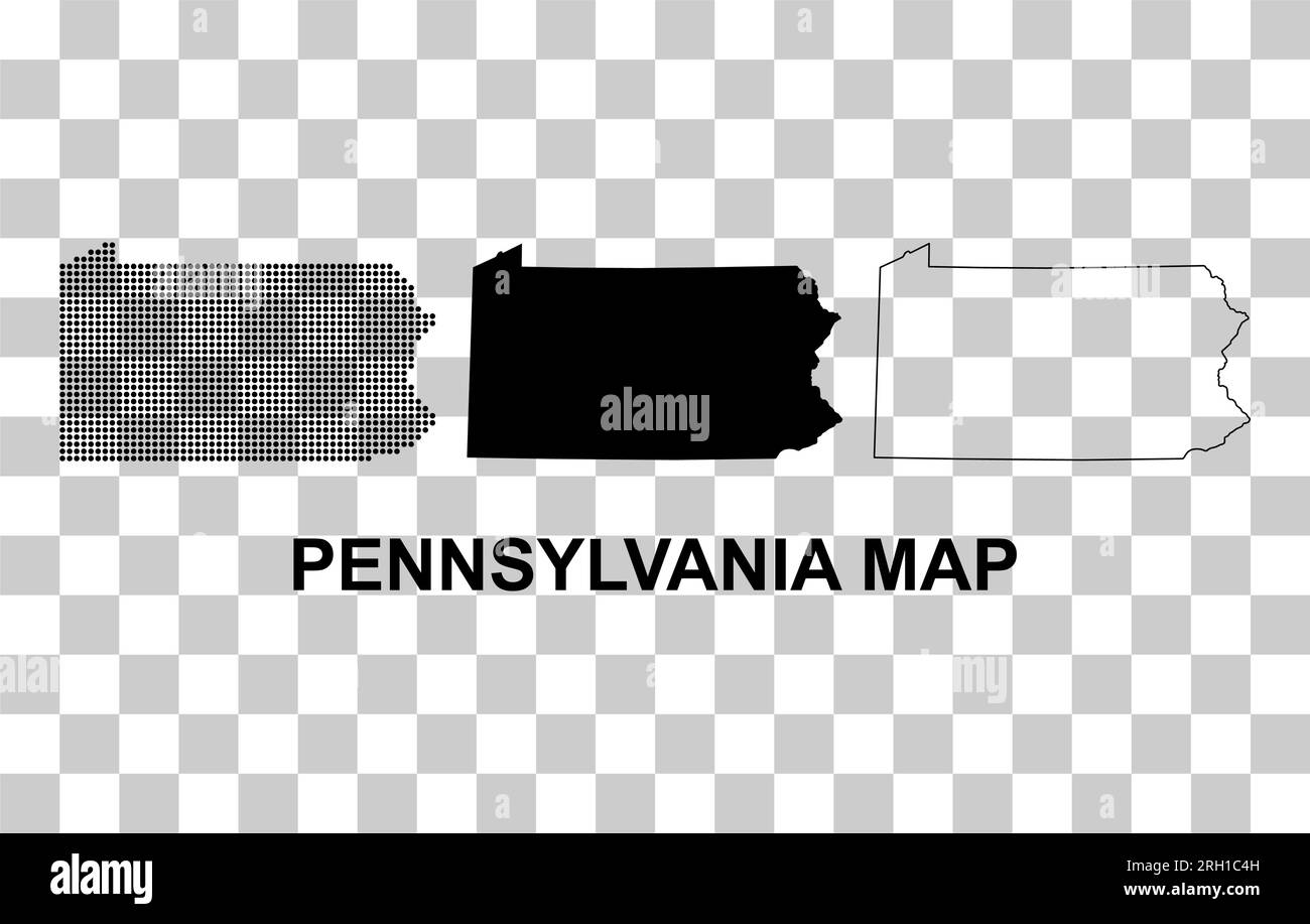 Set of Pennsylvania map, united states of america. Flat concept symbol ...