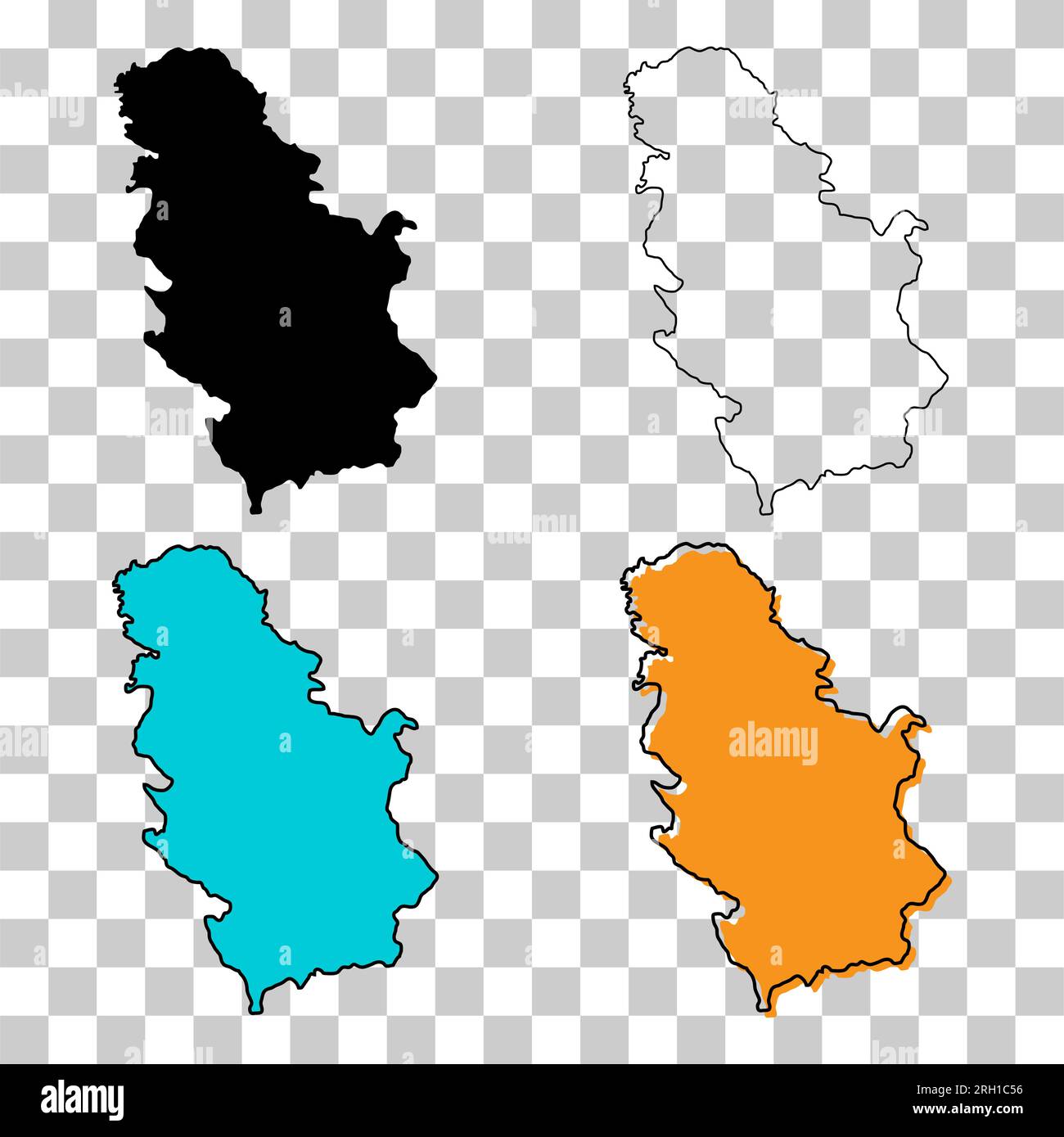 Set of Serbia map icon, geography blank concept, isolated graphic ...