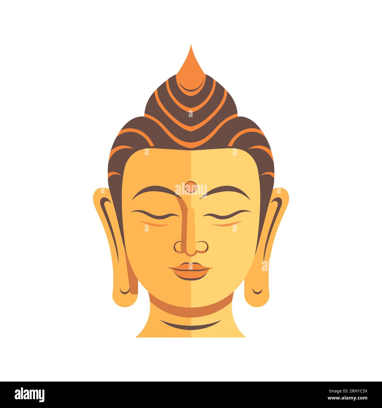 face of buddha in color, flat style on white background. Vector ...
