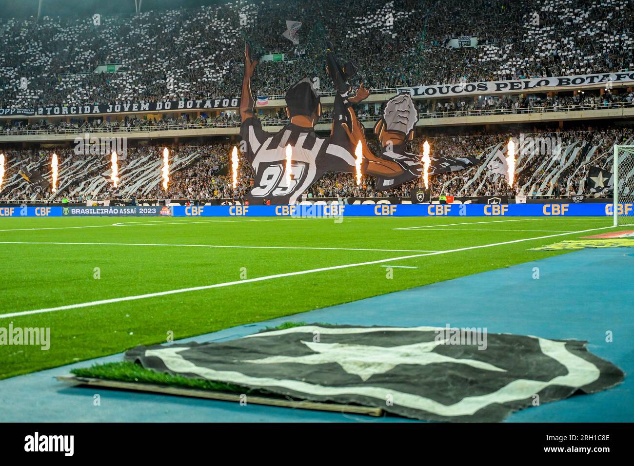 Rio de Janeiro, Brazil. 12th Aug, 2023. Botafogo fans, display mosaic ...