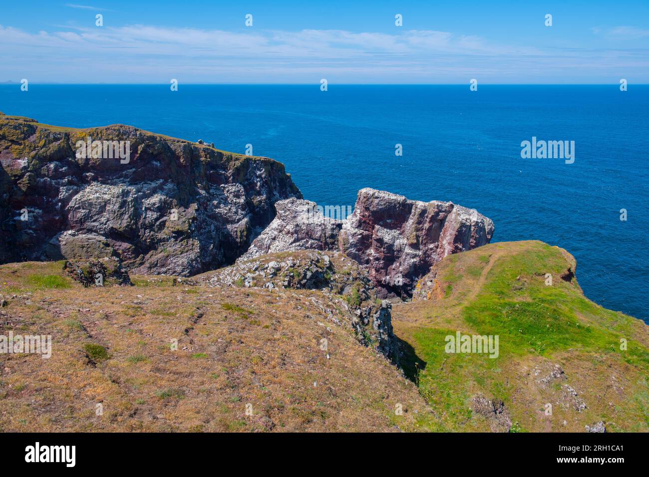 St. Abbs Head coastal cliffs aerial view in summer near village of St ...
