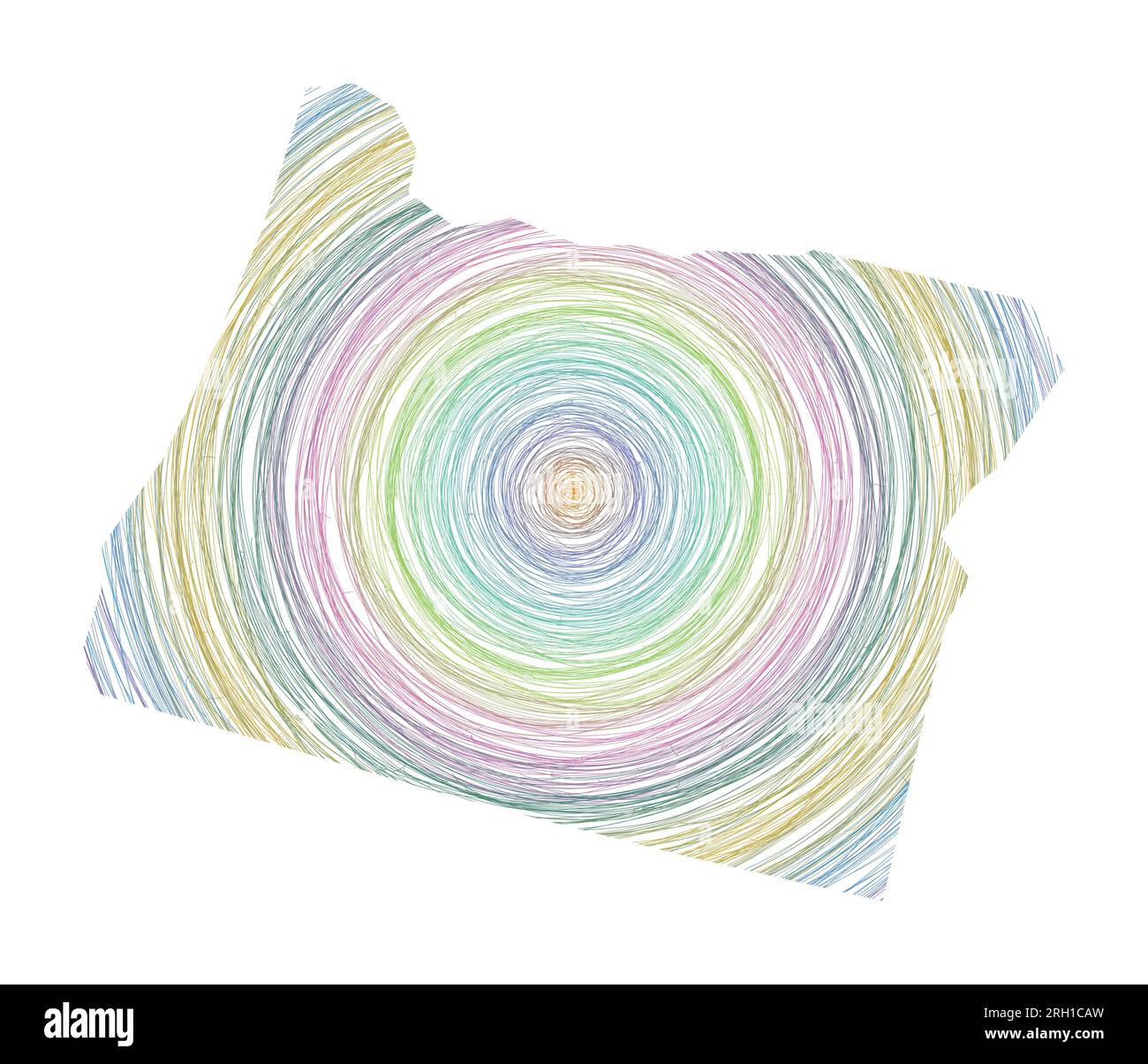 Oregon map filled with concentric circles. Sketch style circles in ...