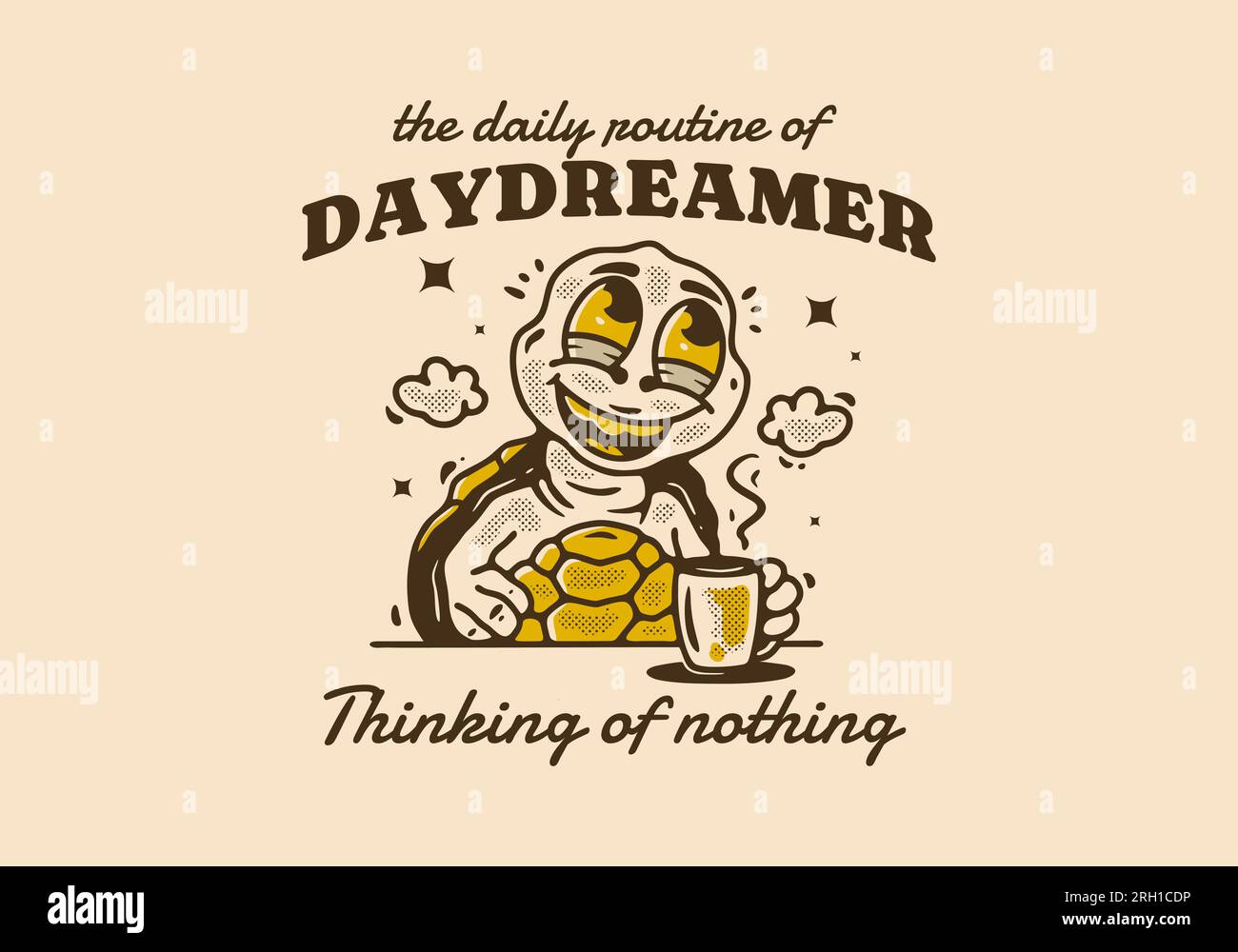 Daydreamer thinking of nothing, mascot character illustration of turtle ...