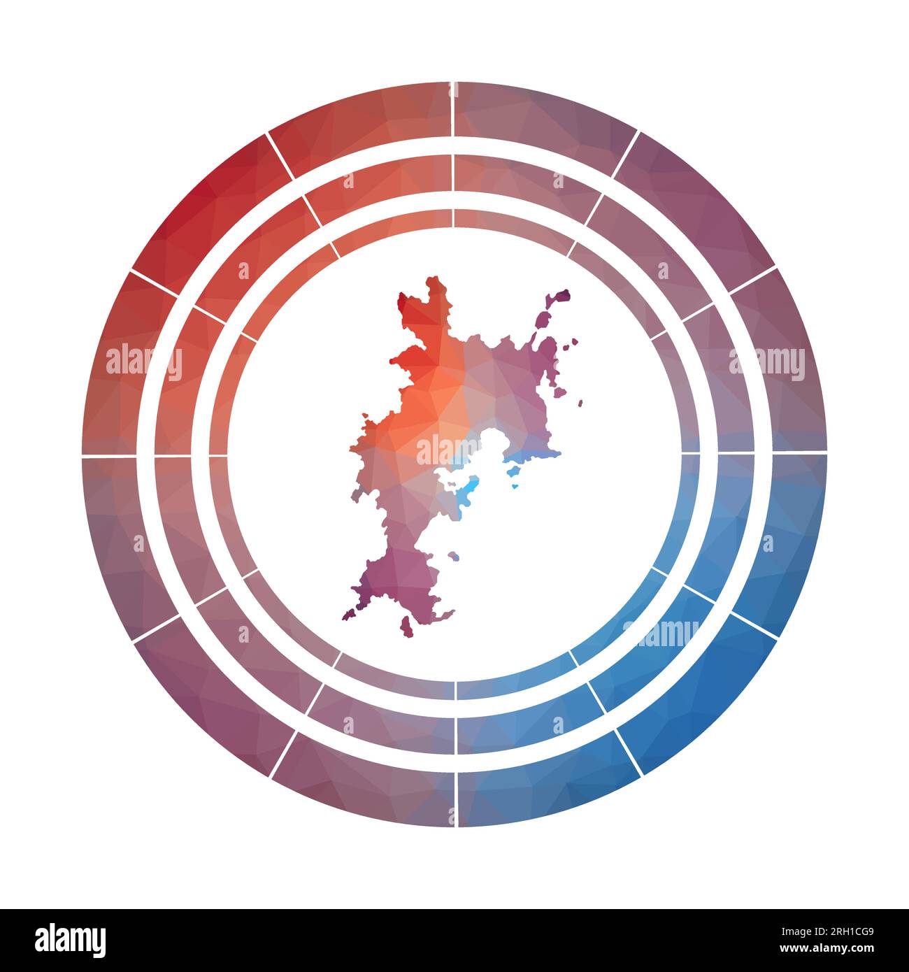 Komodo badge. Bright gradient logo of island in low poly style ...