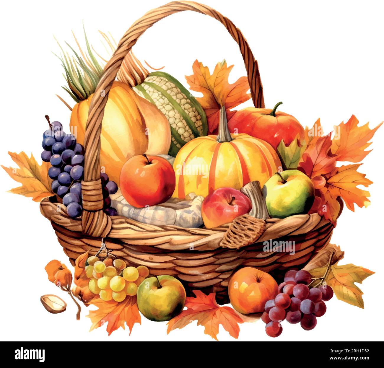 Thanksgiving cornucopia watercolor. Poster, banner, greeting card ...