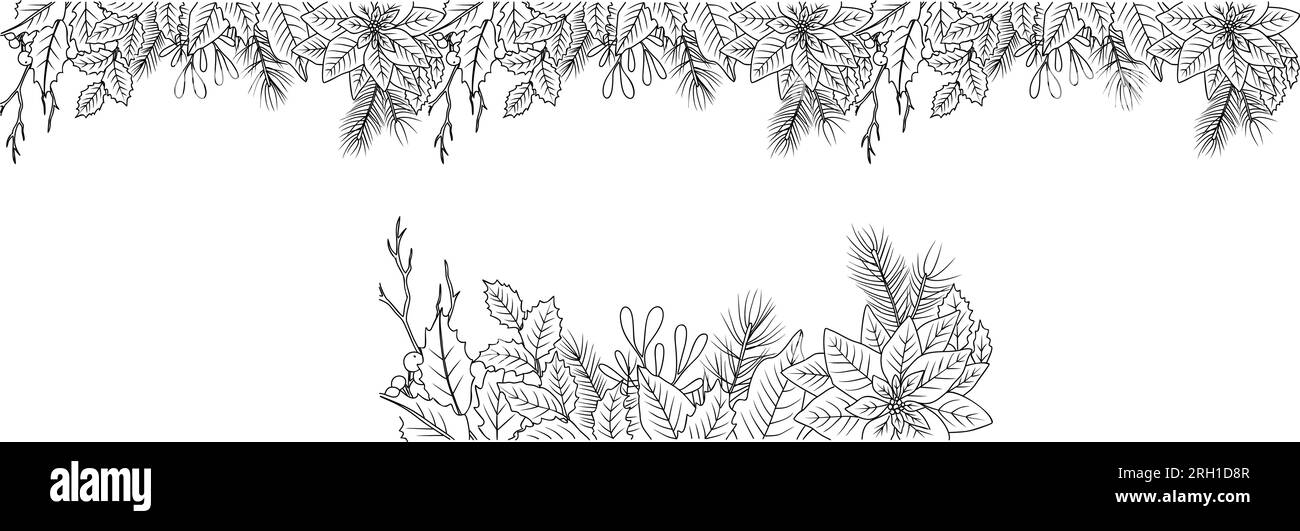 Christmas background with line art drawing vector Stock Vector Image ...