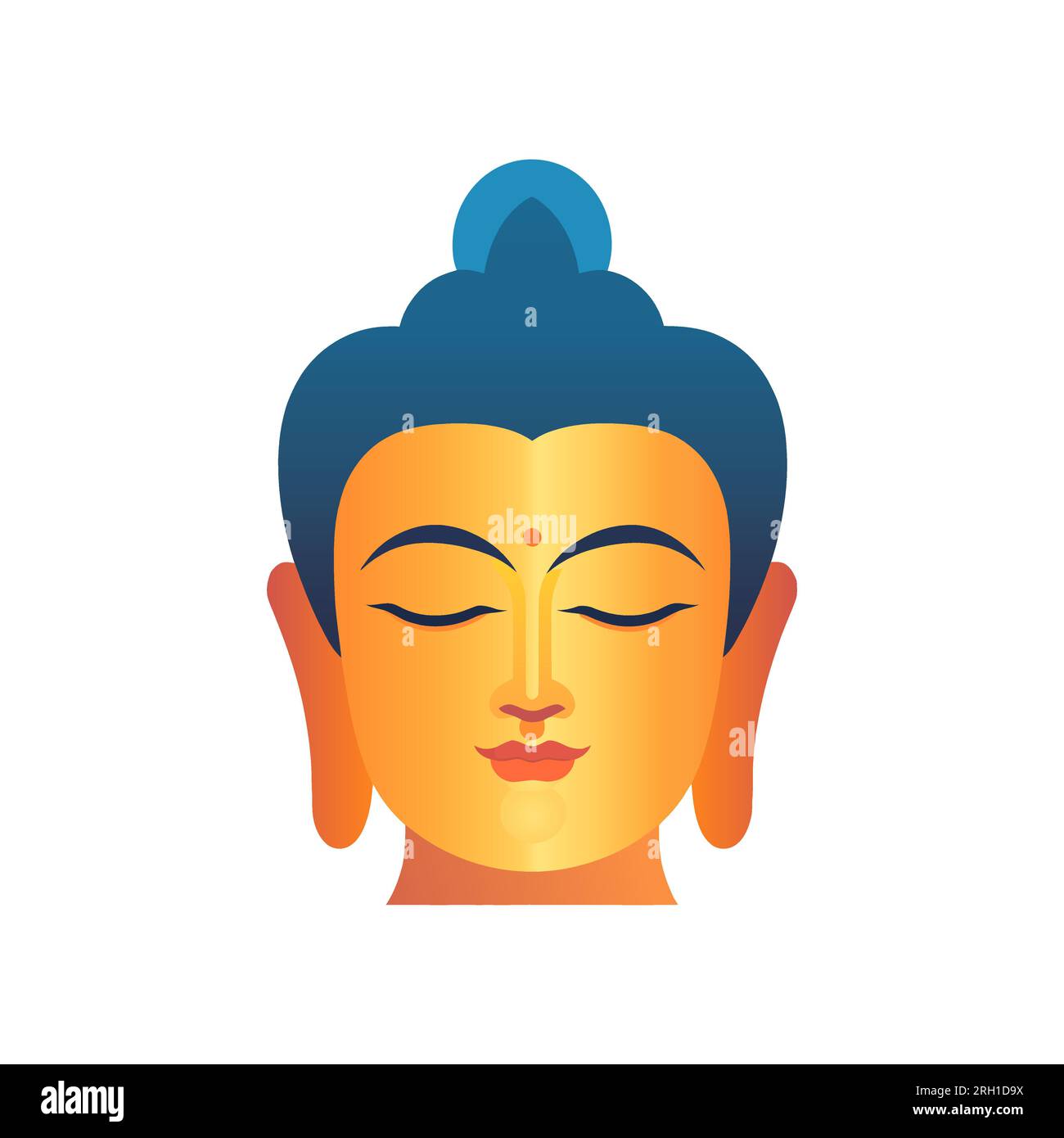 face of buddha in color, flat style on white background. Vector ...