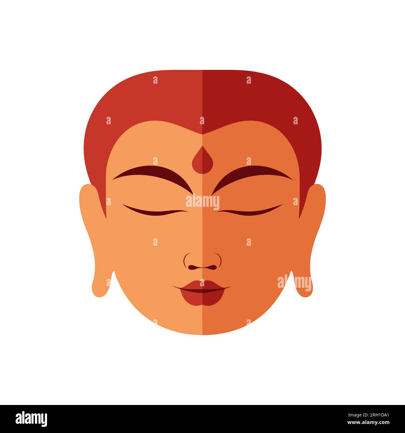 face of buddha in color, flat style on white background. Vector ...