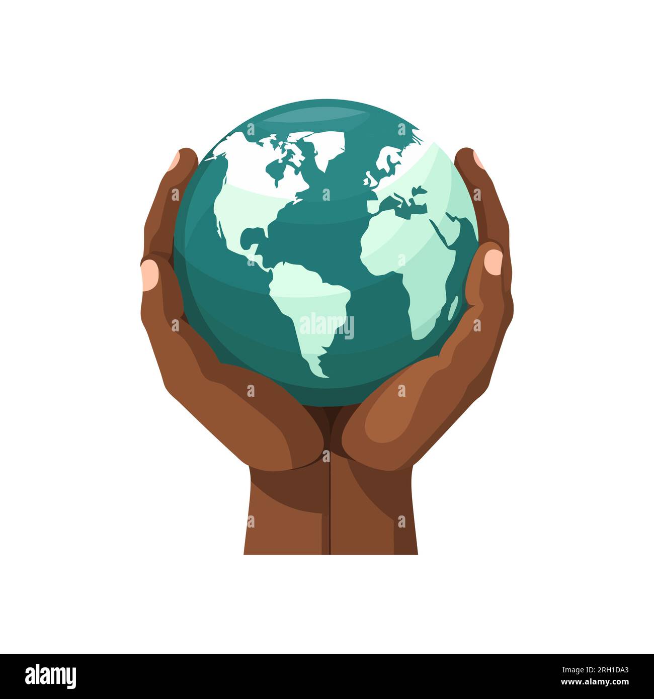 hand holding earth in flat style isolated on white background. Vector ...