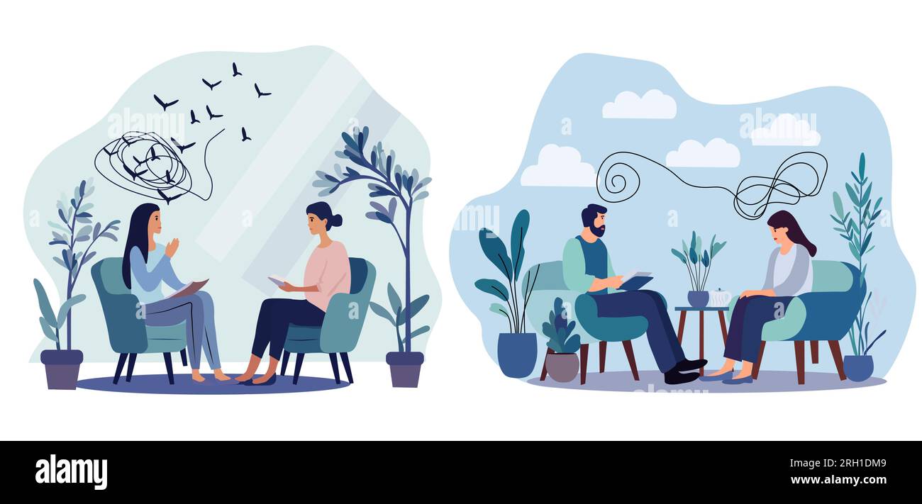 Counseling theme: A lady in a therapy session at a psychologists clinic ...