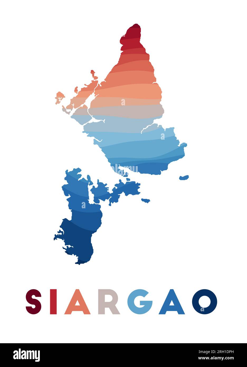 Siargao map. Map of the island with beautiful geometric waves in red ...