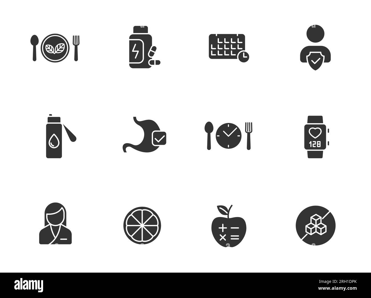 nutrition glyph icons isolated Stock Vector Image & Art - Alamy
