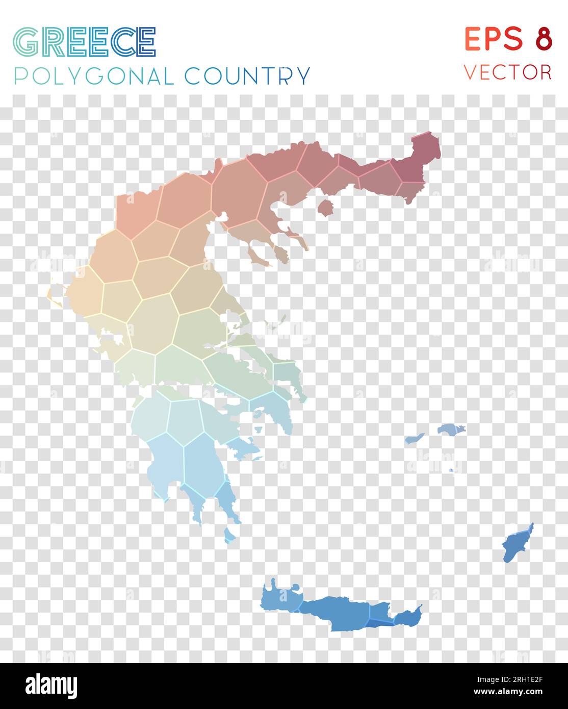 Greece polygonal map, mosaic style country. Immaculate low poly style ...