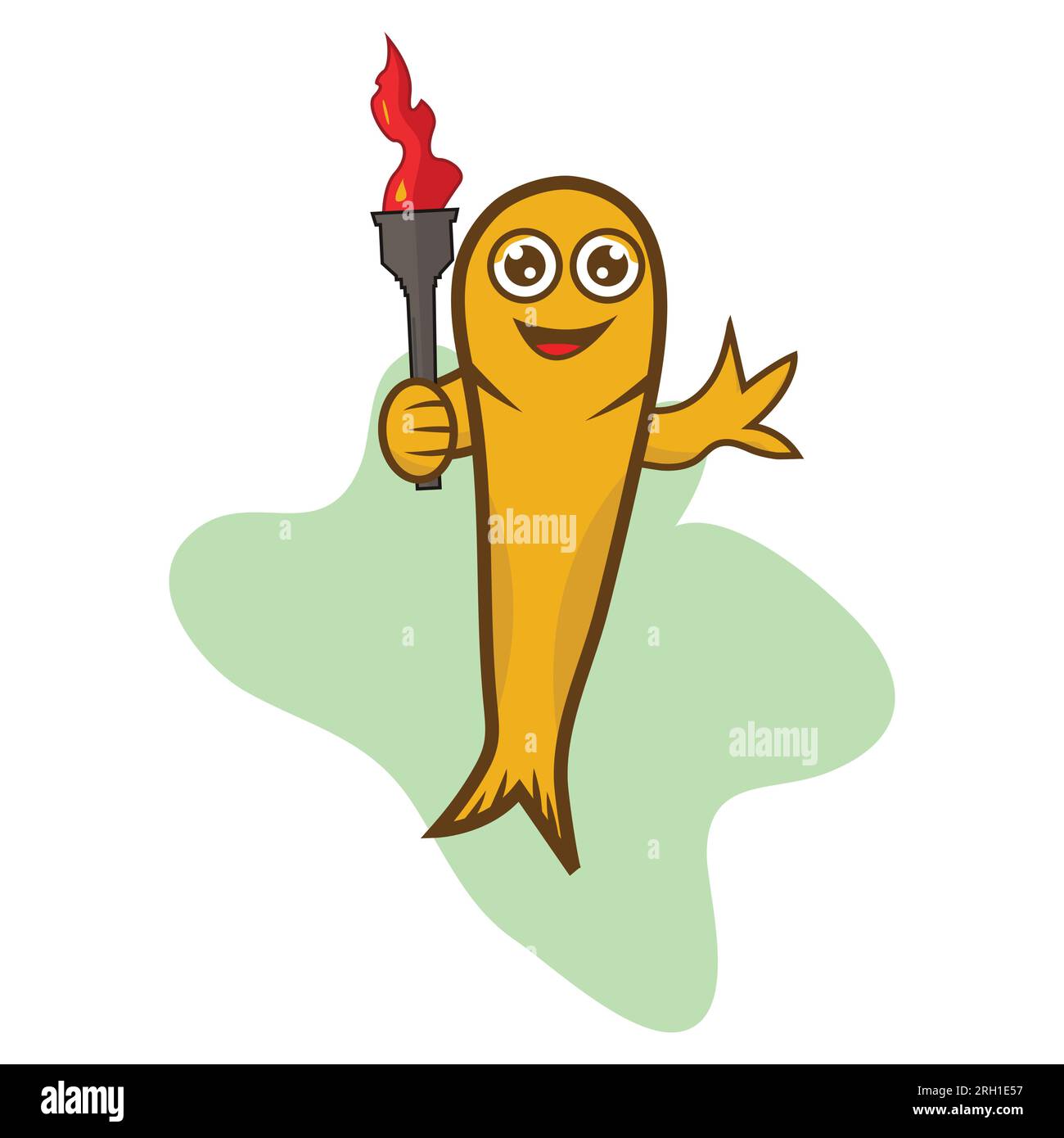 Illustration of cute fish cartoon with a torch Stock Vector Image & Art ...