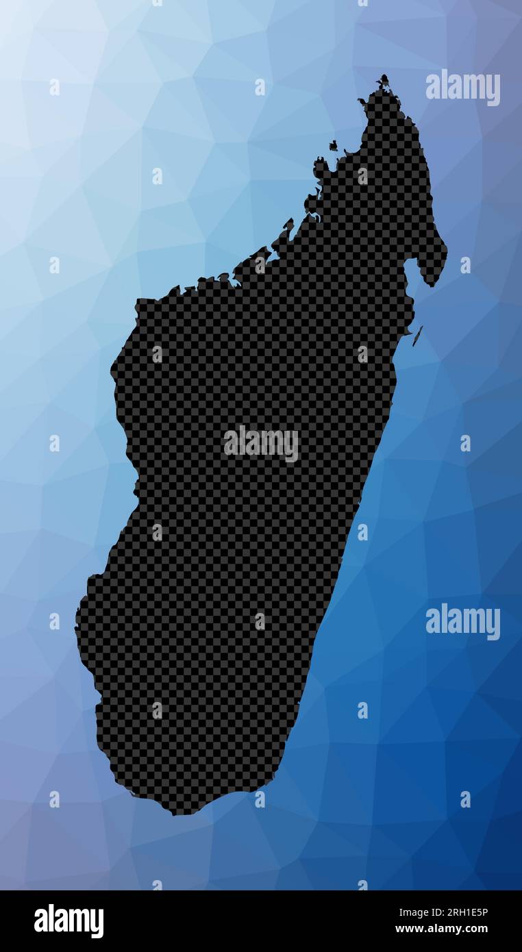 Madagascar geometric map. Stencil shape of Madagascar in low poly style ...