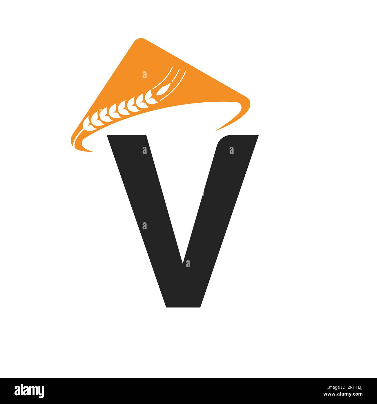 Letter V Agriculture Logo On Concept With Farmer Hat Icon. Farming ...