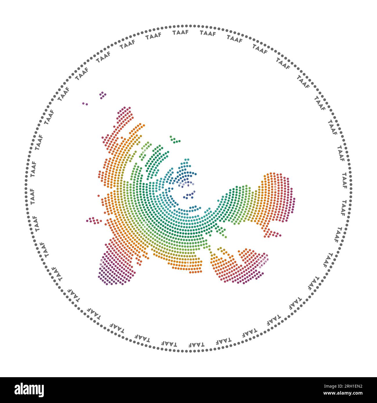 TAAF round logo. Digital style shape of TAAF in dotted circle with ... TAAF round logo. Digital style shape of TAAF in dotted circle with ...