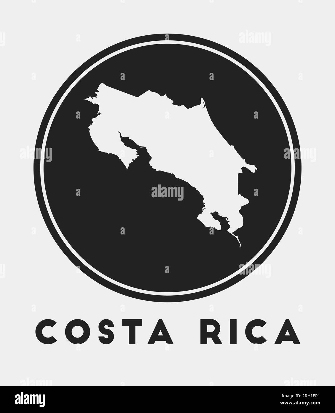 Costa Rica icon. Round logo with country map and title. Stylish Costa ...