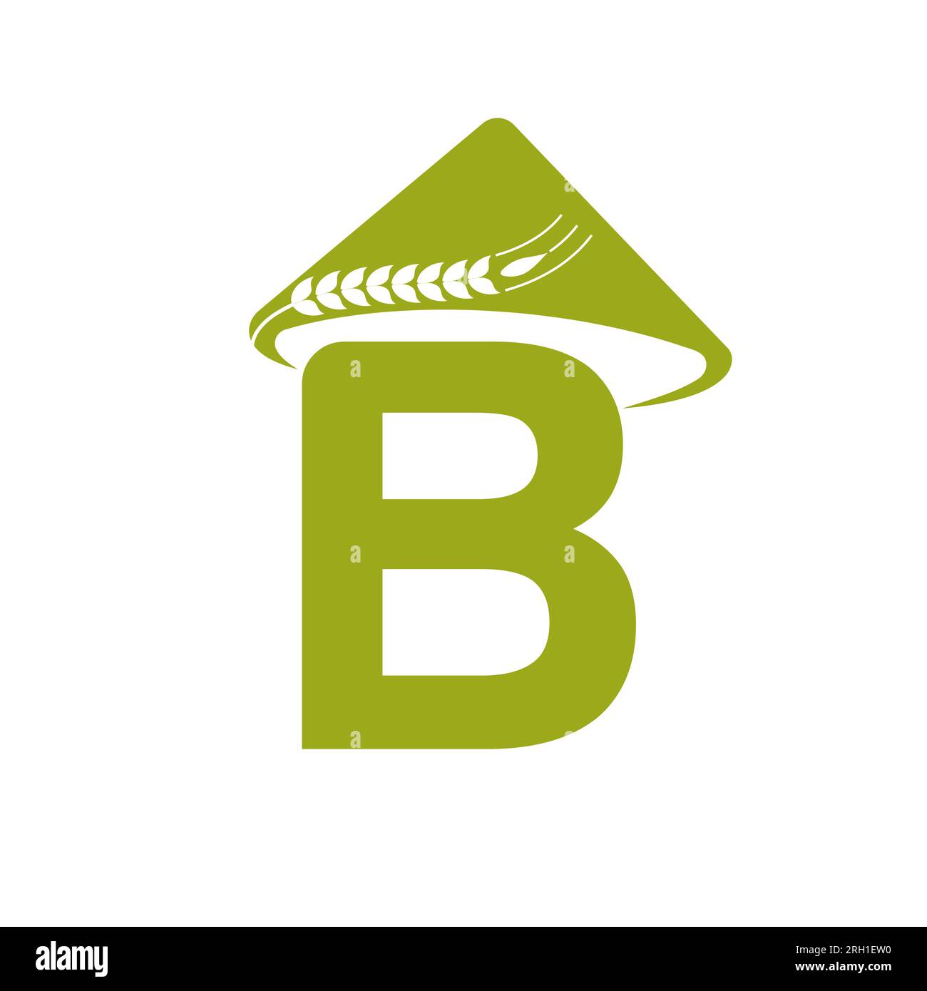 Letter B Agriculture Logo On Concept With Farmer Hat Icon. Farming ...