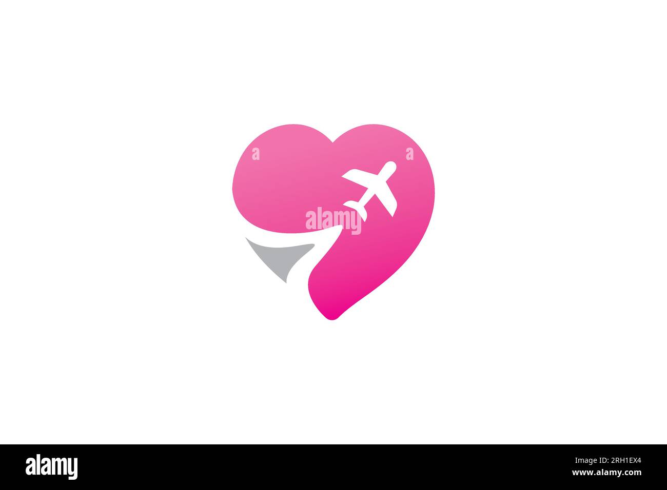 Love travel logo. an airplane cutting across a heart icon. a simple ...