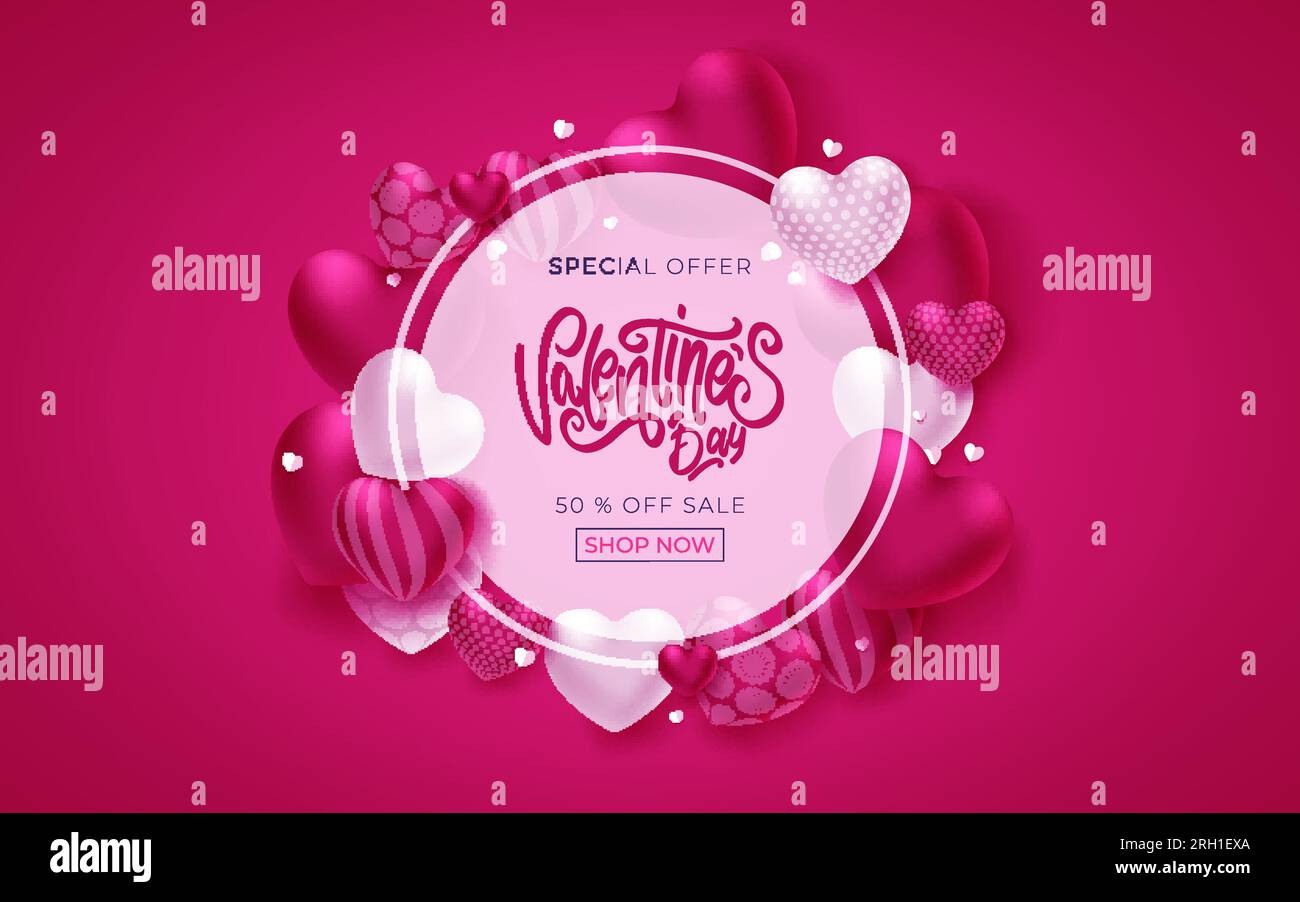 Valentines day vector background. Happy valentines day greeting text ...