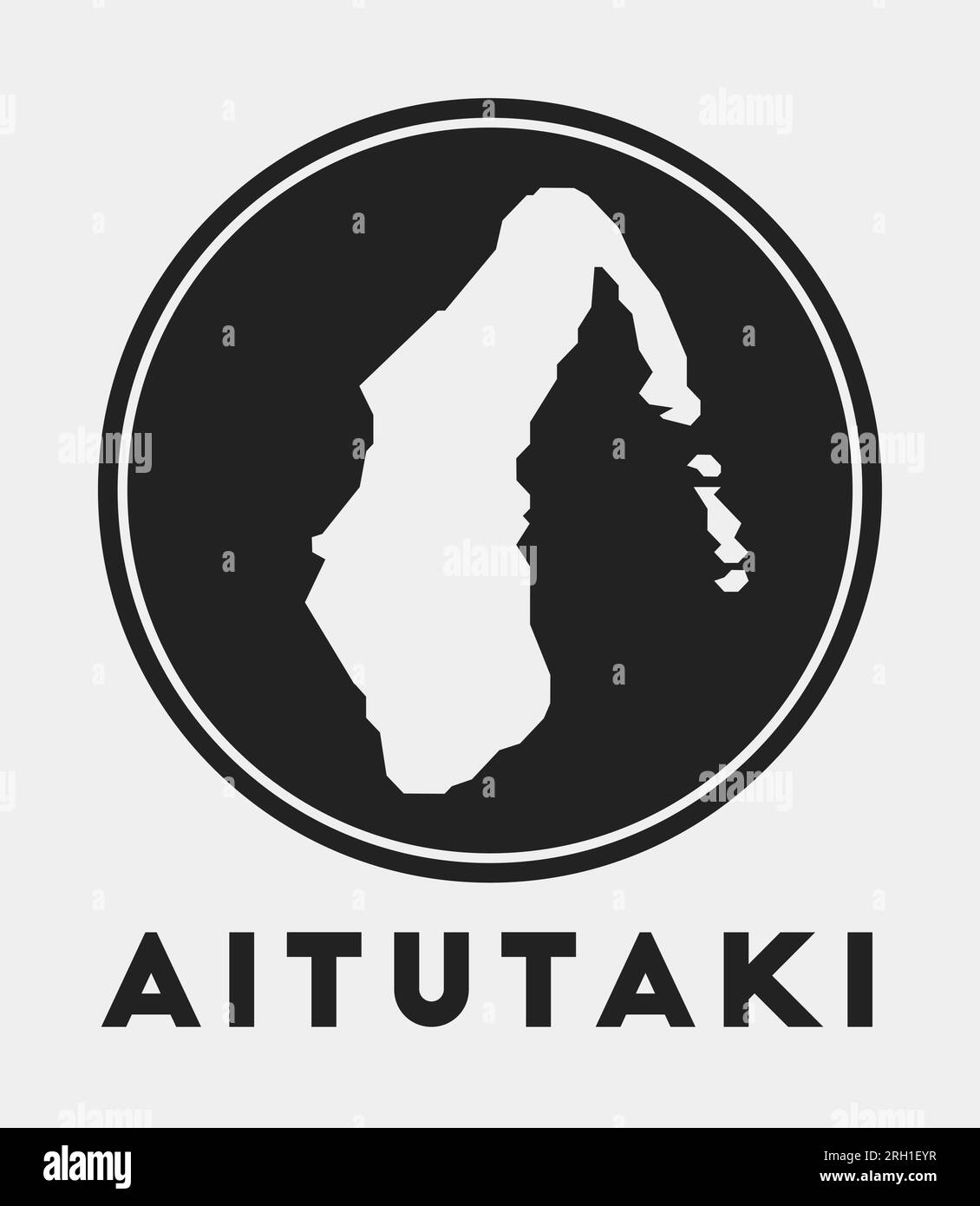 Aitutaki icon. Round logo with island map and title. Stylish Aitutaki ...