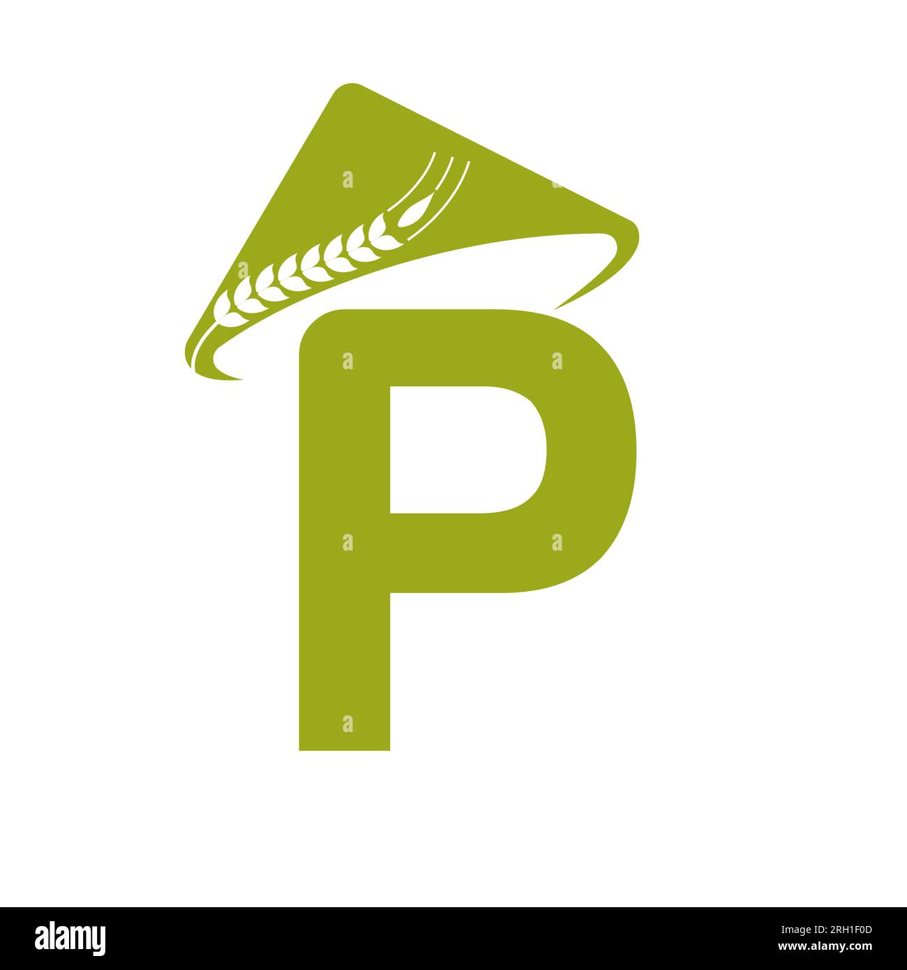Letter P Agriculture Logo On Concept With Farmer Hat Icon. Farming ...