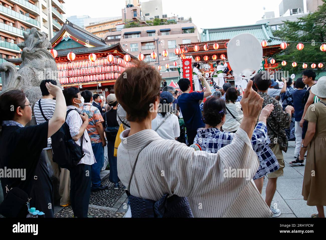 Tokyo, Japan. 12th Aug, 2023. Dancers dressing in yukata (casual kimono ...