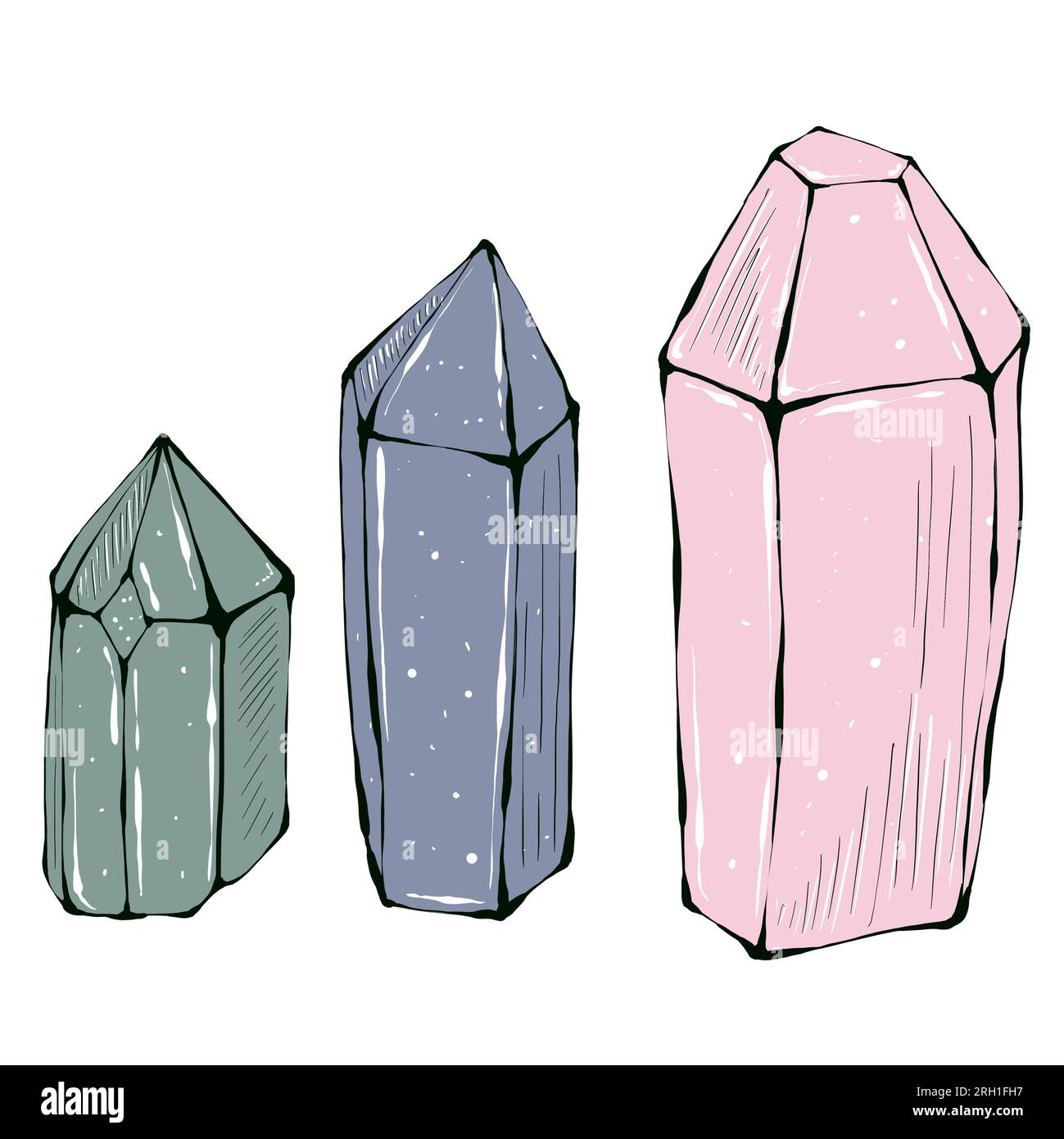 Witchcraft set drawn magic crystals Cut Out Stock Images & Pictures - Alamy