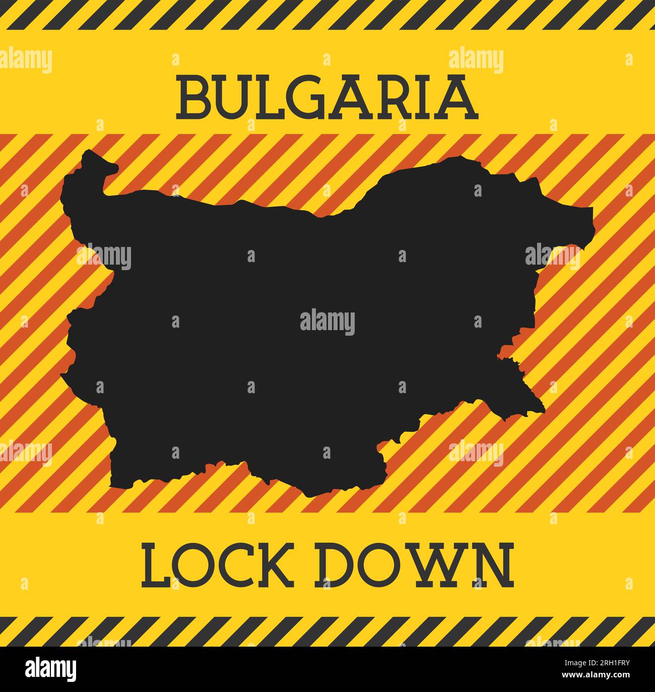 Bulgaria Lock Down Sign. Yellow country pandemic danger icon. Vector ...
