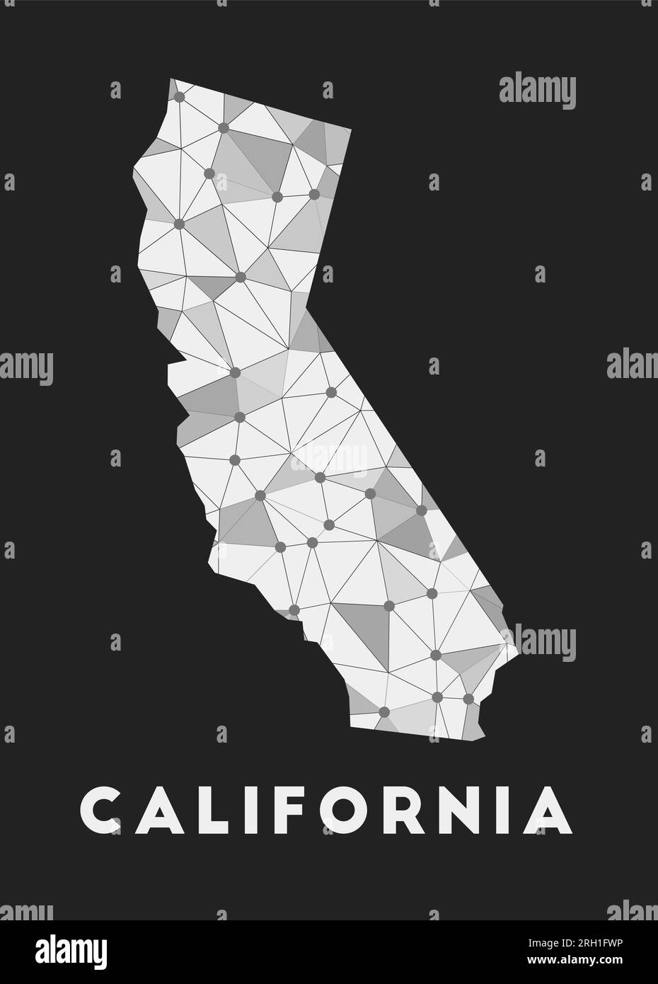 California - communication network map of us state. California trendy ...