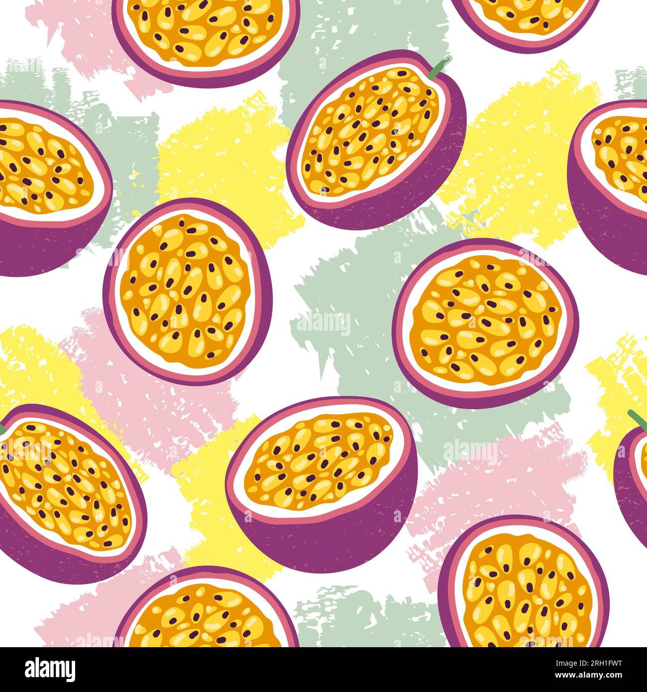 Seamless passion fruit pattern. Vector bright fruit background Stock ...