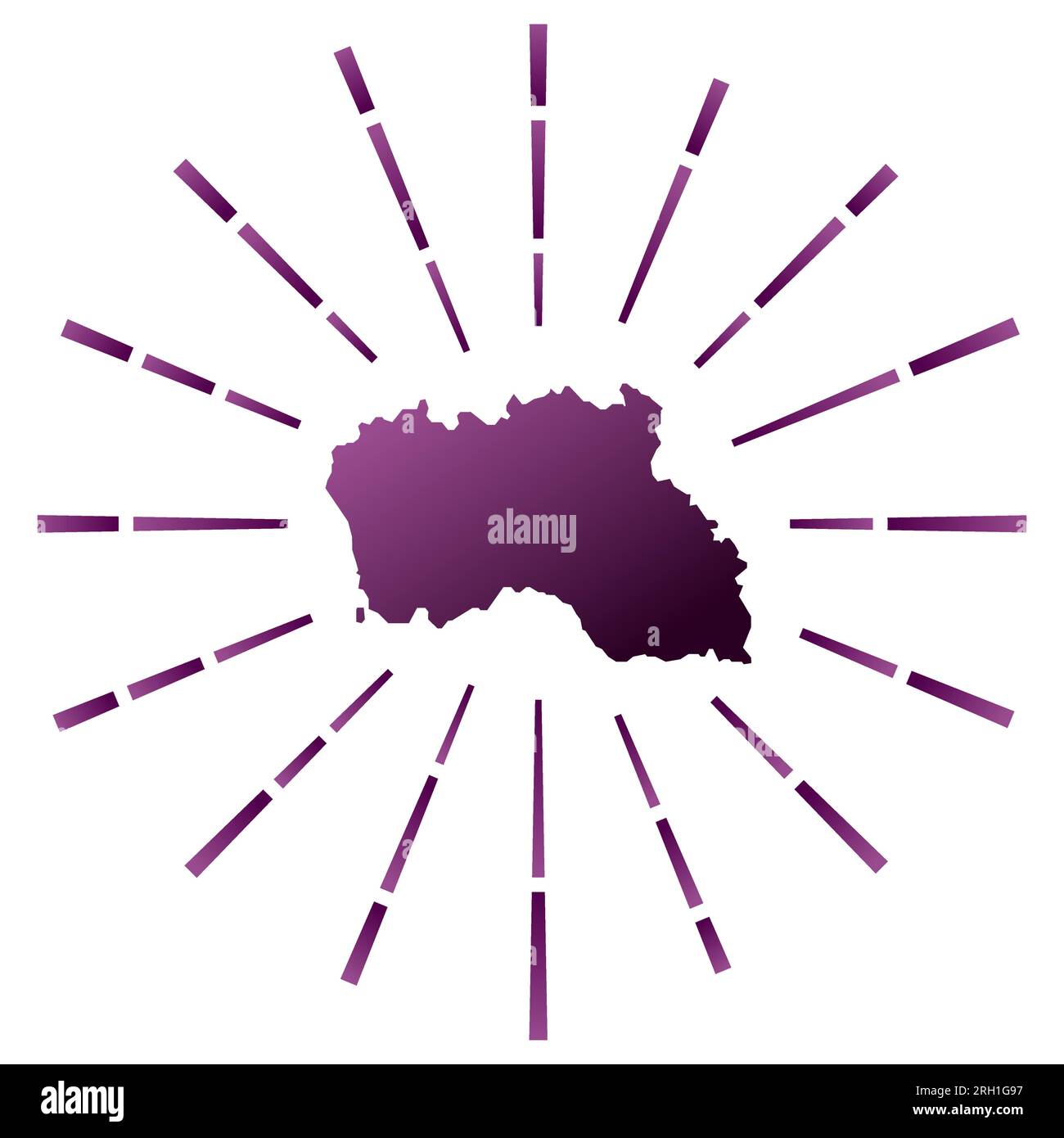 Santa Maria Island gradiented sunburst. Border map with colorful star ...