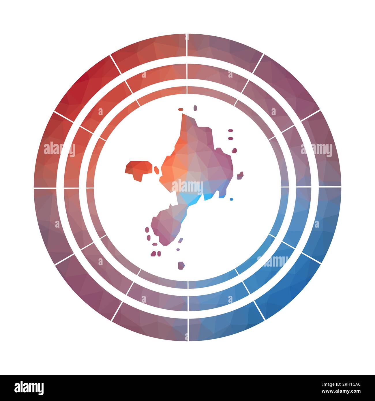 Sark badge. Bright gradient logo of island in low poly style ...
