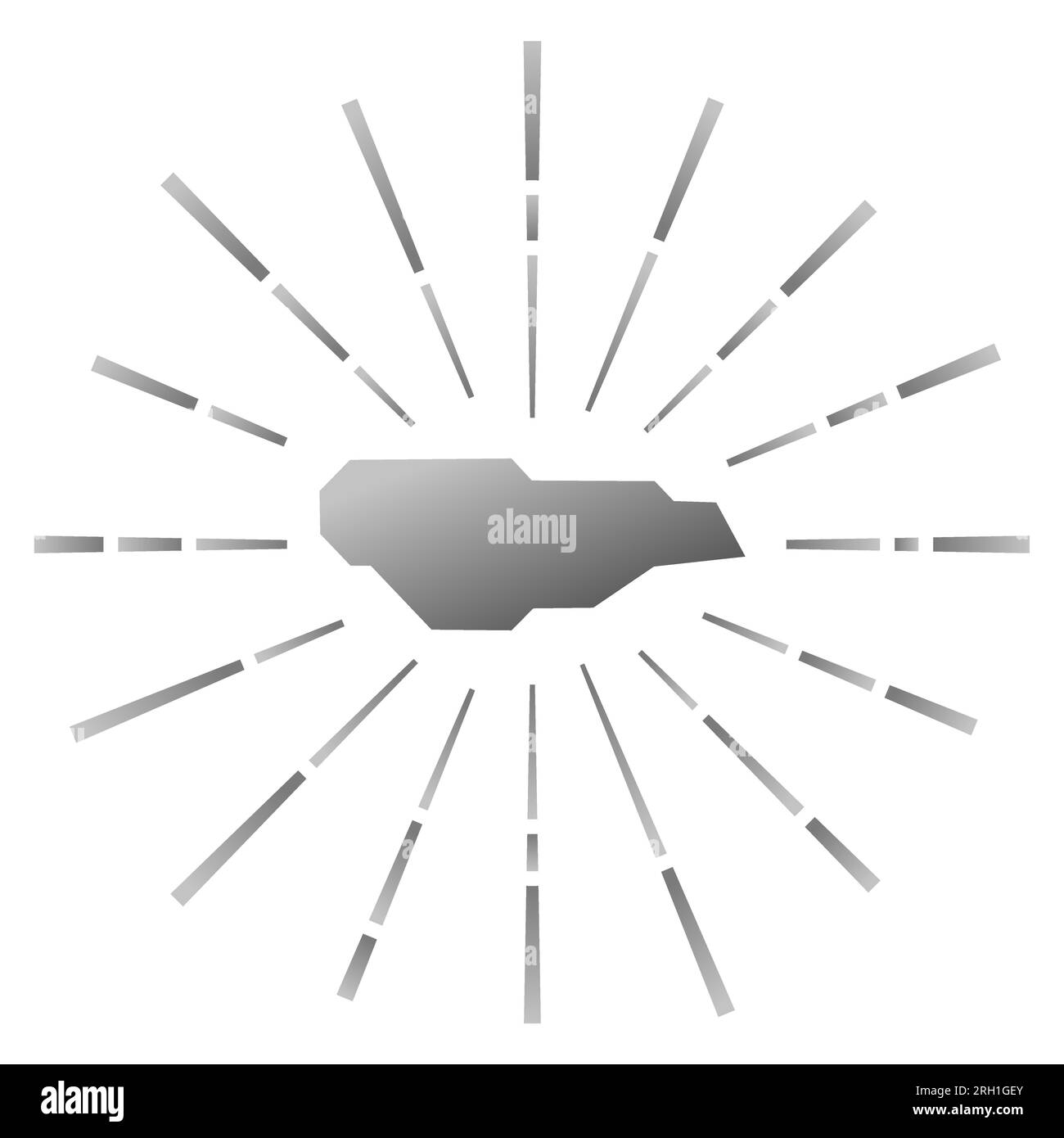 Buck Island Reef gradient sunburst. Border map with colorful star rays ...