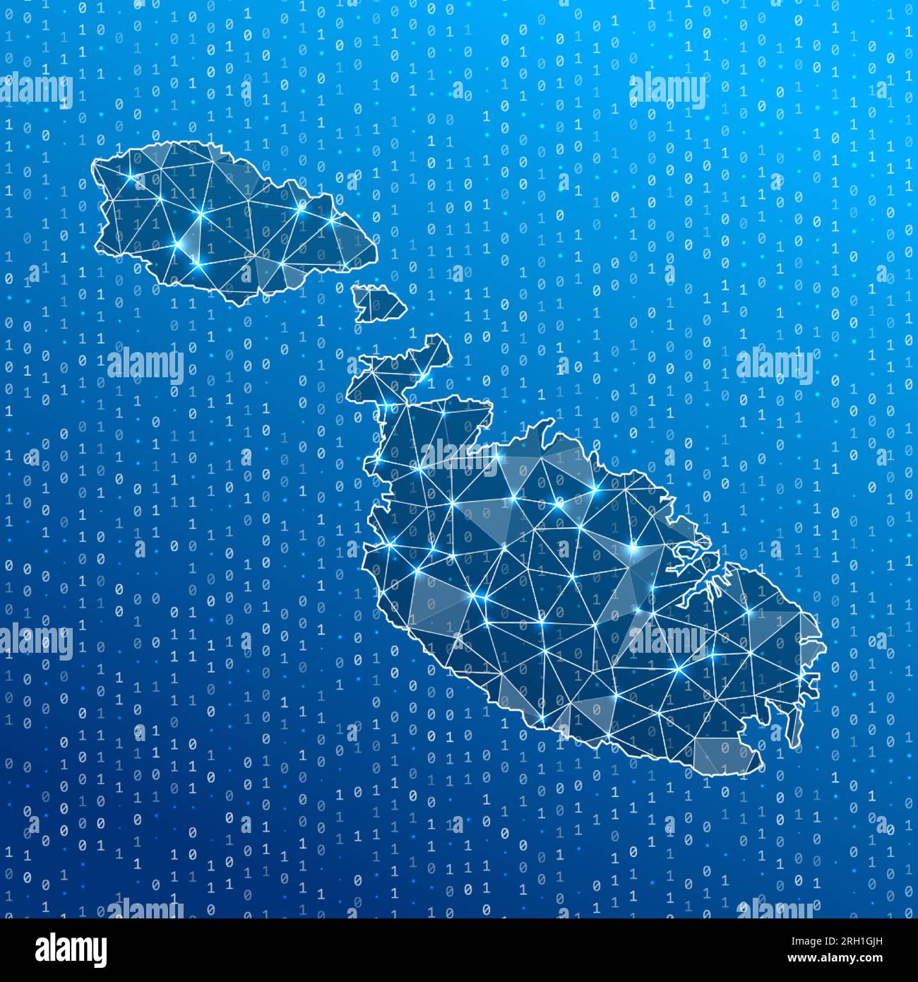 Network map of Malta. Island digital connections map. Technology ...
