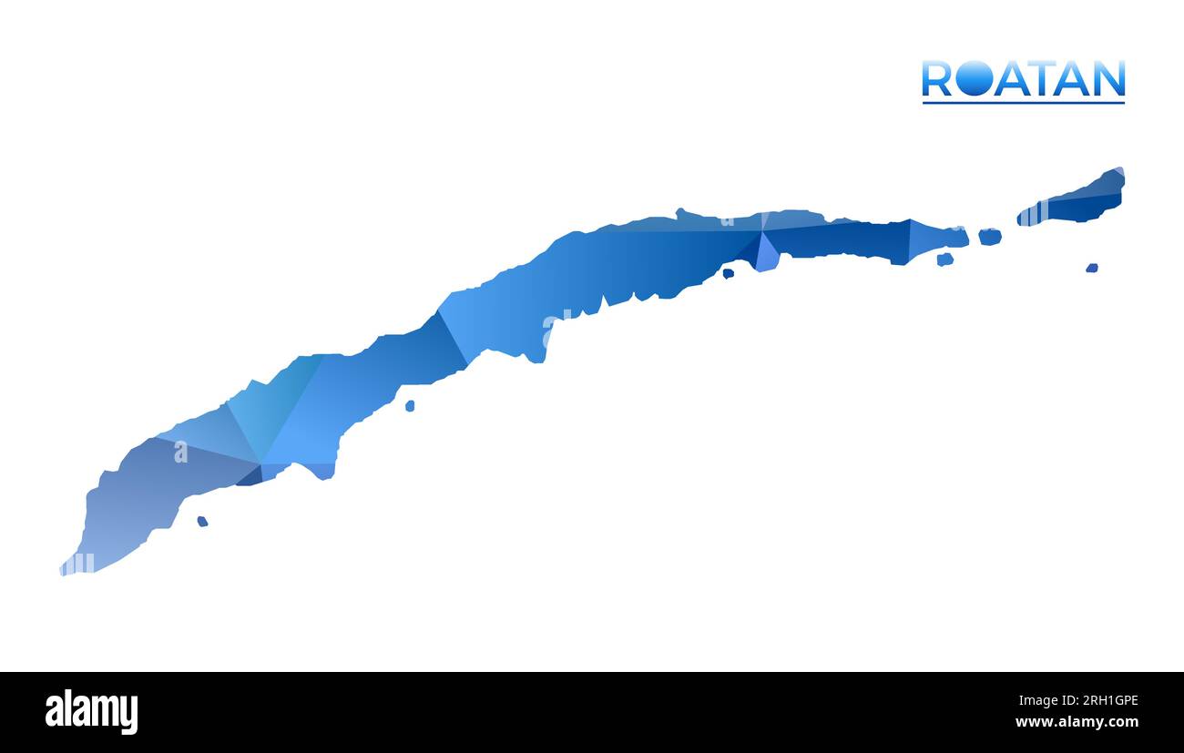 Vector polygonal Roatan map. Vibrant geometric island in low poly style ...