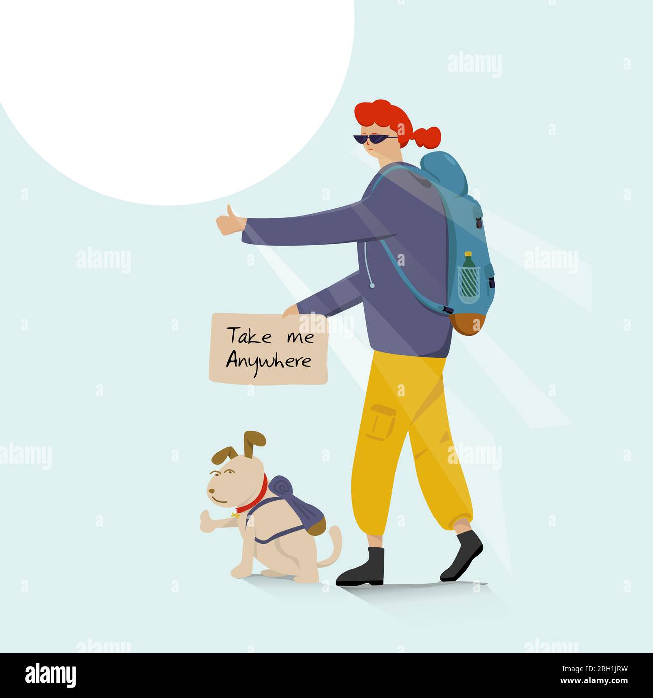 Woman backpacking dog Stock Vector Images - Alamy