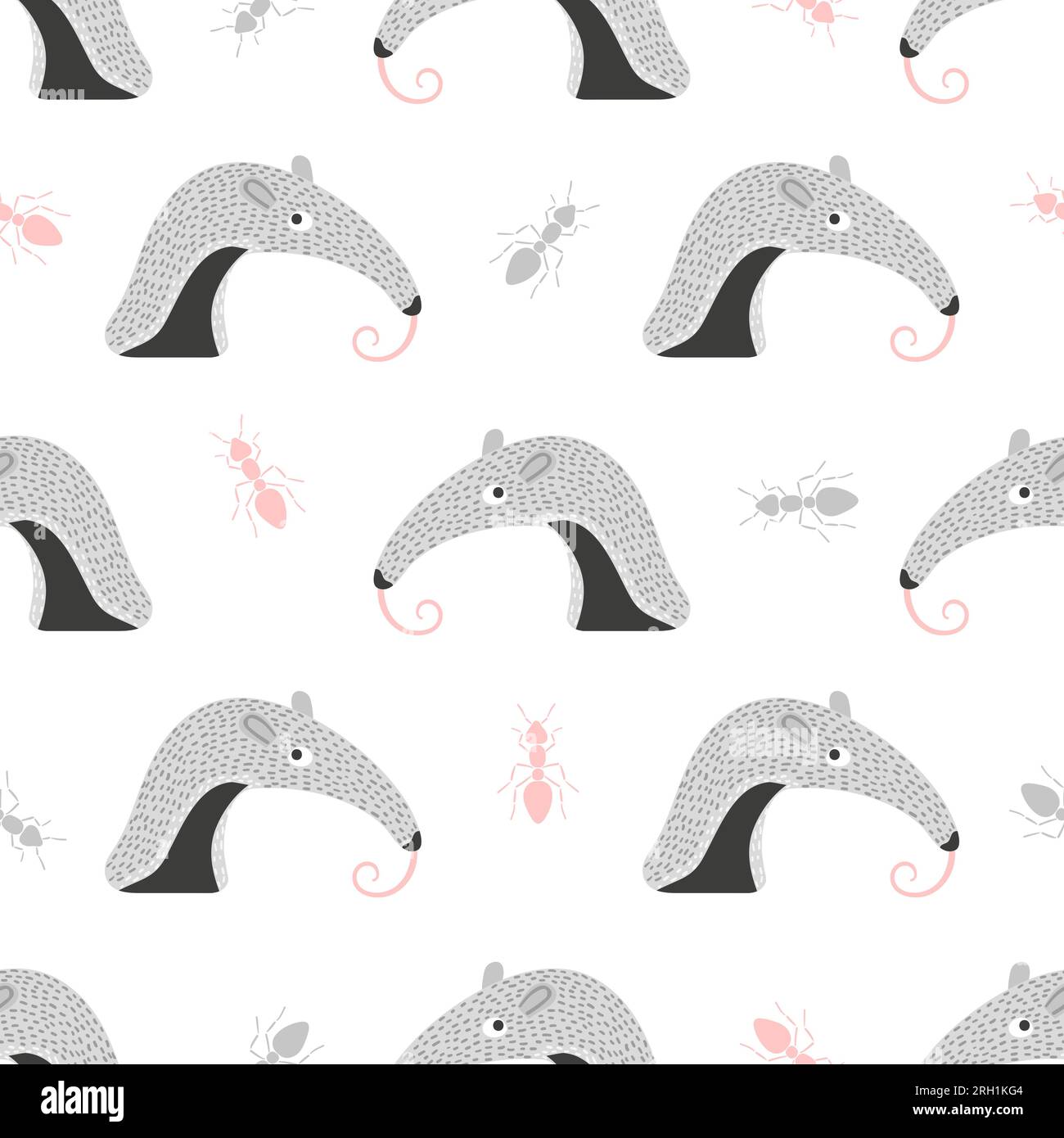 Seamless pattern with cute ant-eater and ants. Baby print Stock Vector ...